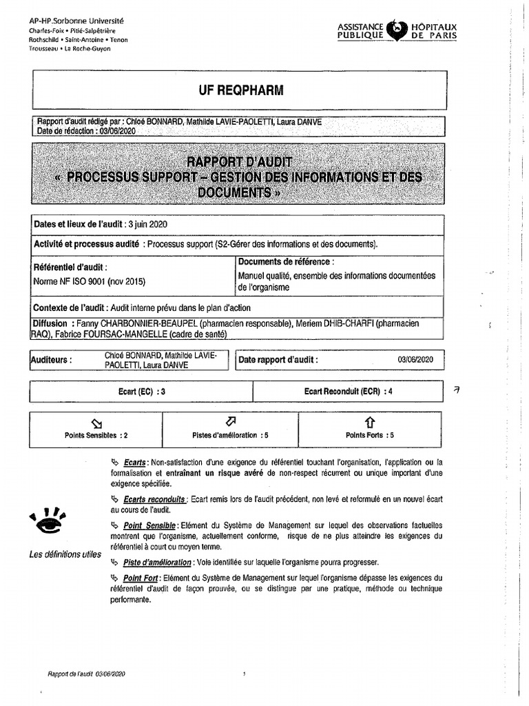 Rapport Audit GED REQPHARM | PDF