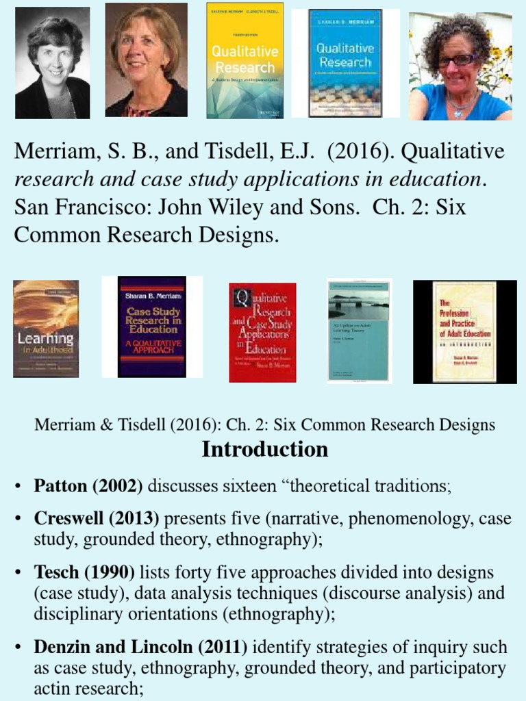 Merriam & Tisdell (2016) Ch. 2 (Six Designs) (1) - Annotated | PDF ...