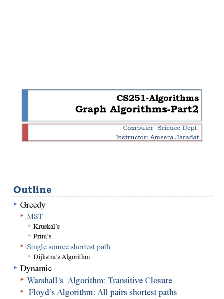 08 Graph Algorithms Part2 Pdf Combinatorics Mathematical Analysis