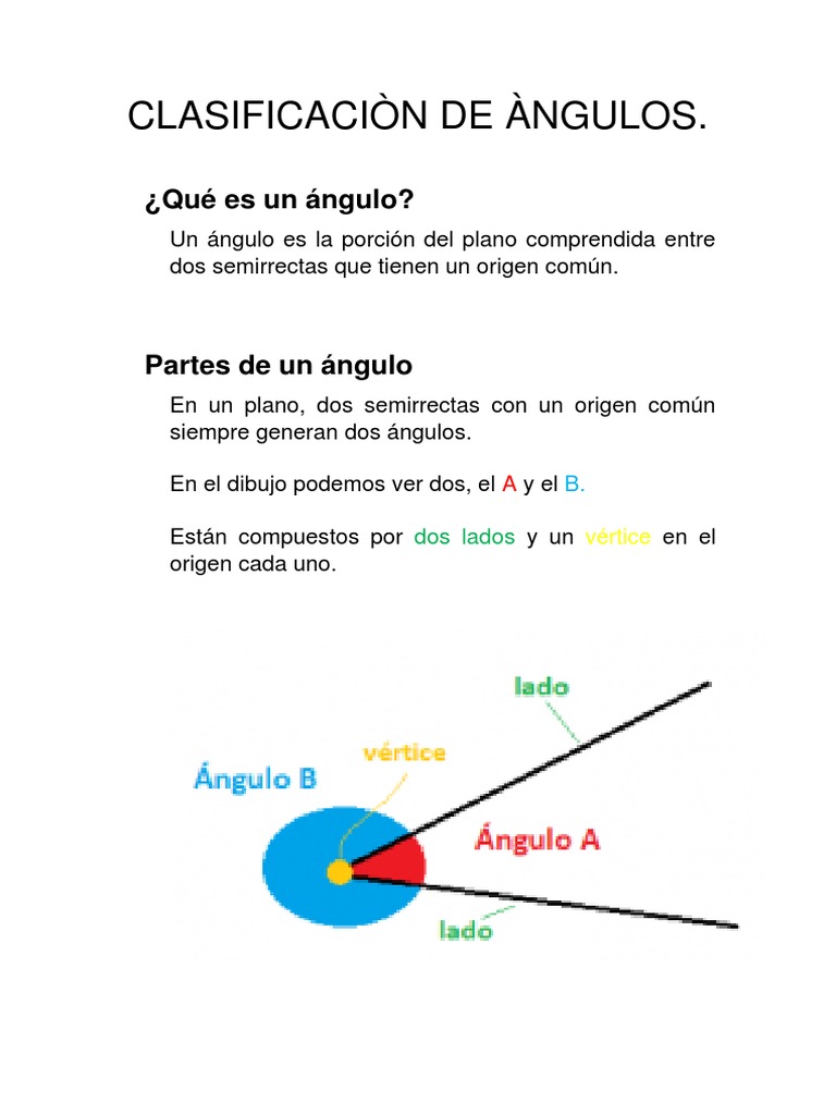 Clasificaciòn de Angulos | PDF
