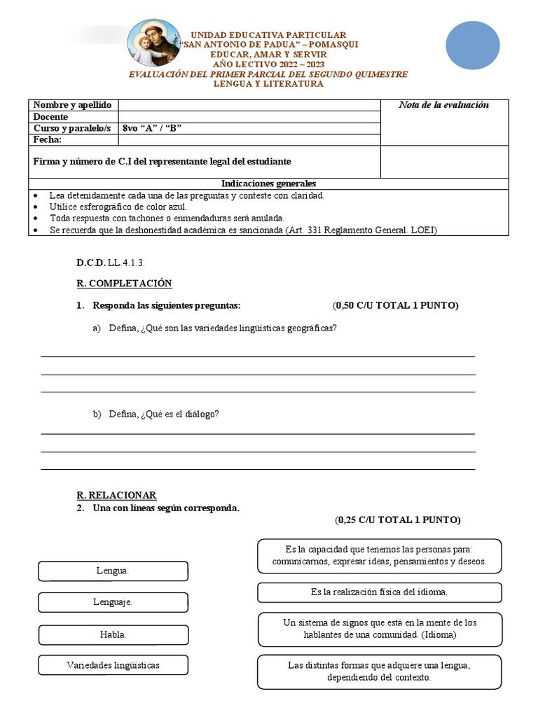 Examen 8vo | PDF | Oración (Lingüística) | Adverbio