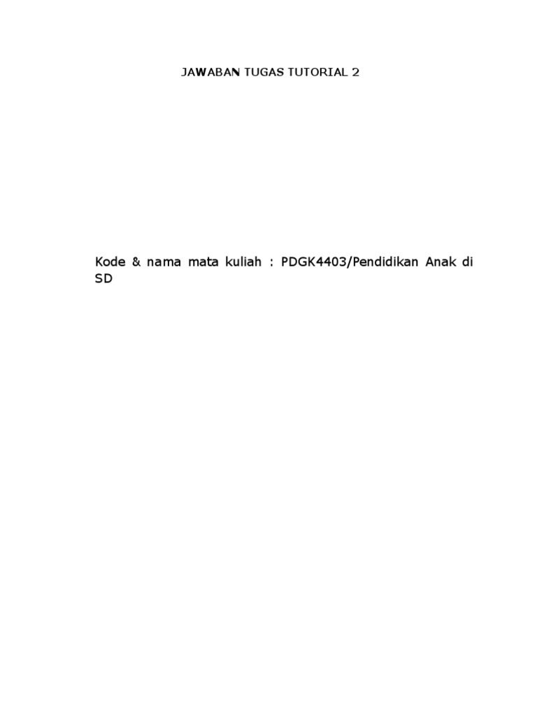 Pendidikan Anak Disd Tugas 2 | PDF