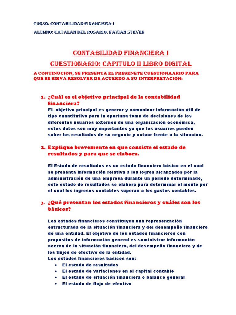 Prueba de Desarrollo Contabilidad Financiera I | PDF | Contabilidad | Estado financiero