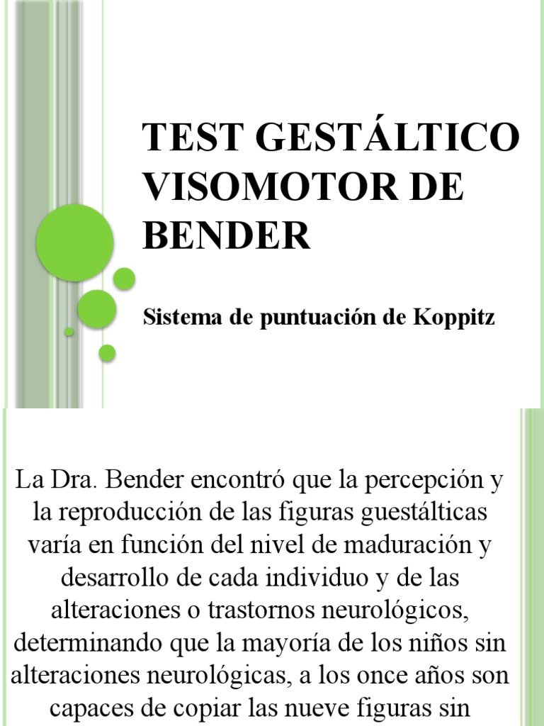 Test Gestáltico Visomotor de Bender (Koppitz) | PDF | Inteligencia ...