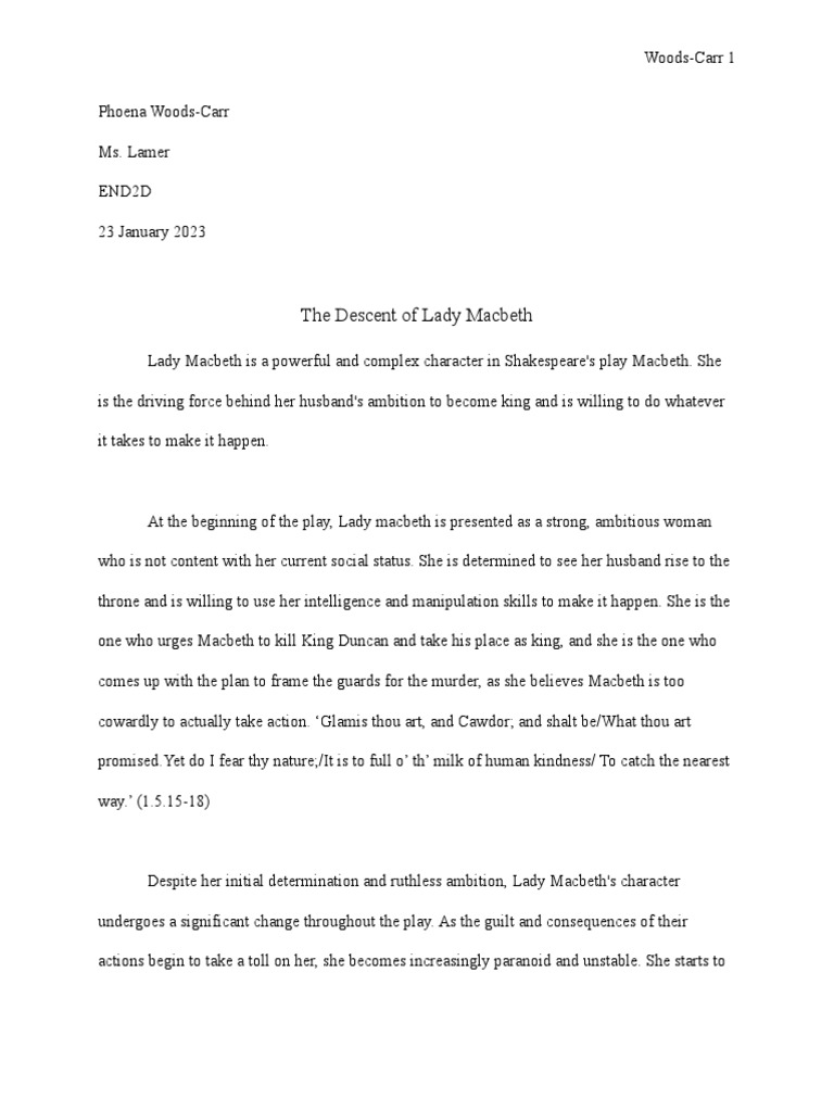 The Descent of Lady Macbeth | PDF | Macbeth | Guilt (Emotion)
