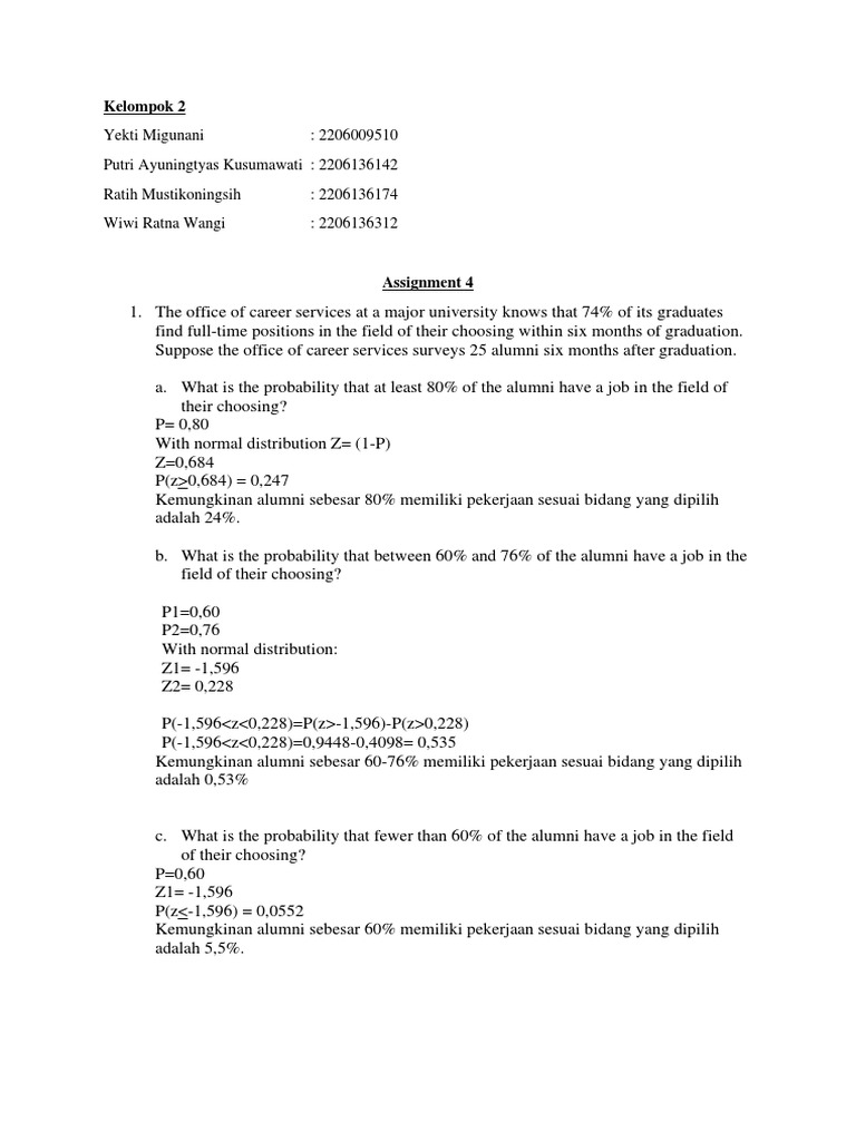 Assignment 4 - Kelompok 2 (1) J | PDF | Standard Error | Standard Deviation