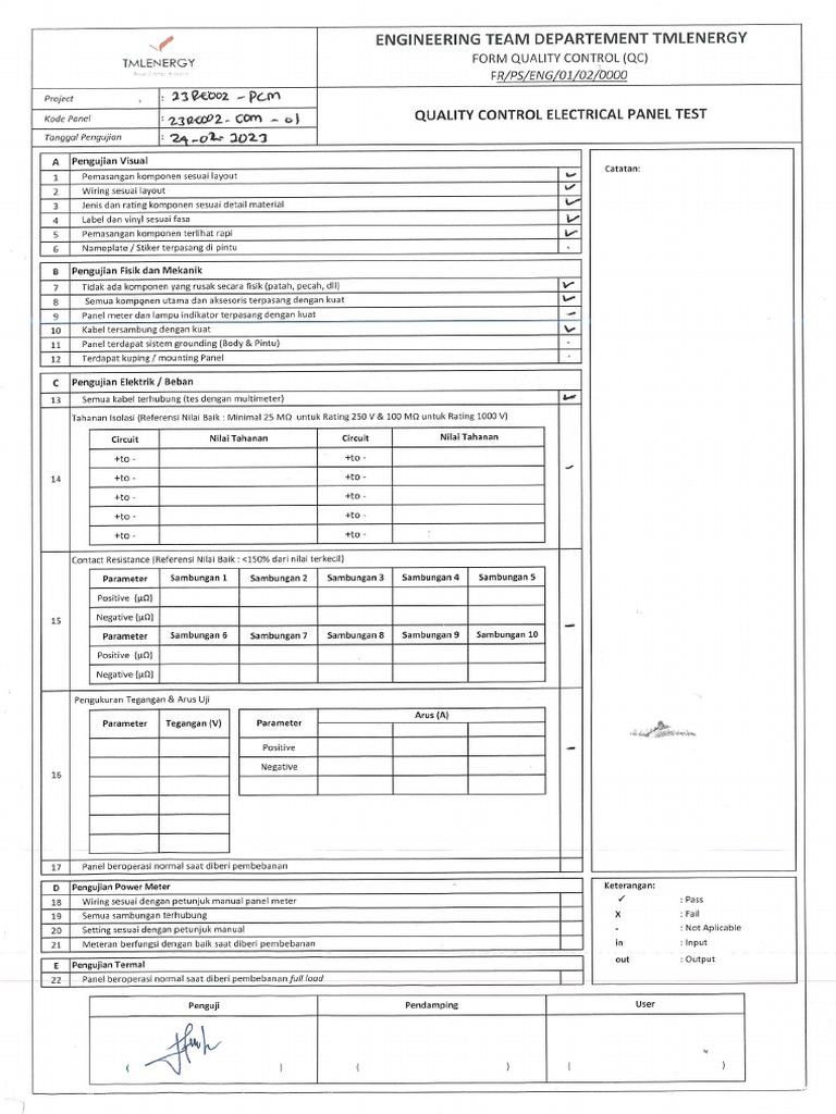 Quality Control Electrical Panel | PDF
