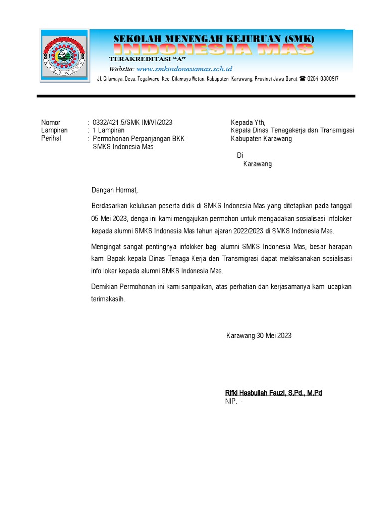 Surat Permohonan Info Loker | PDF