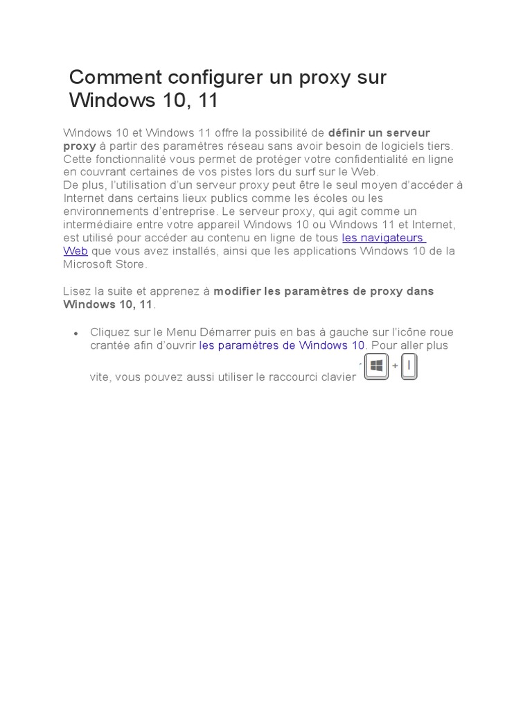 Configurer Proxy sur Windows 10/11 | PDF | Serveur proxy | Windows 10