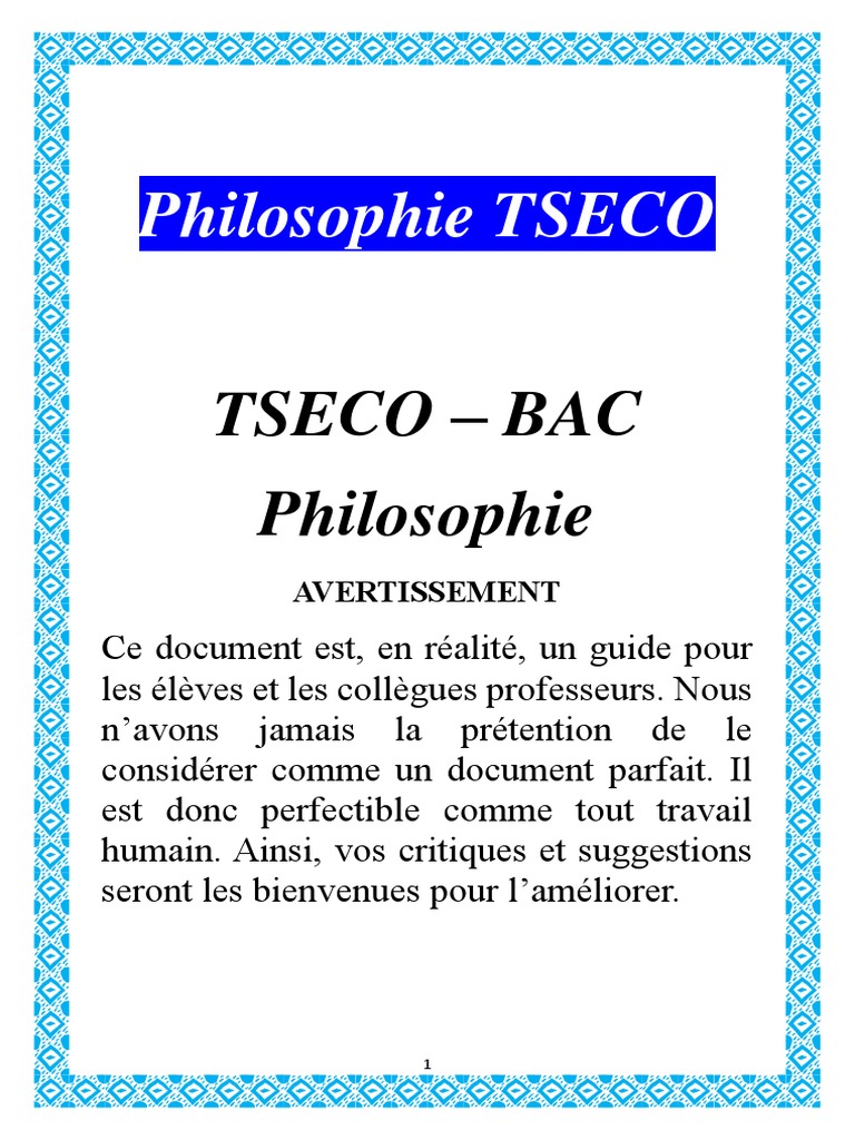 Prépa BAC Philo TSECO 2023 | PDF