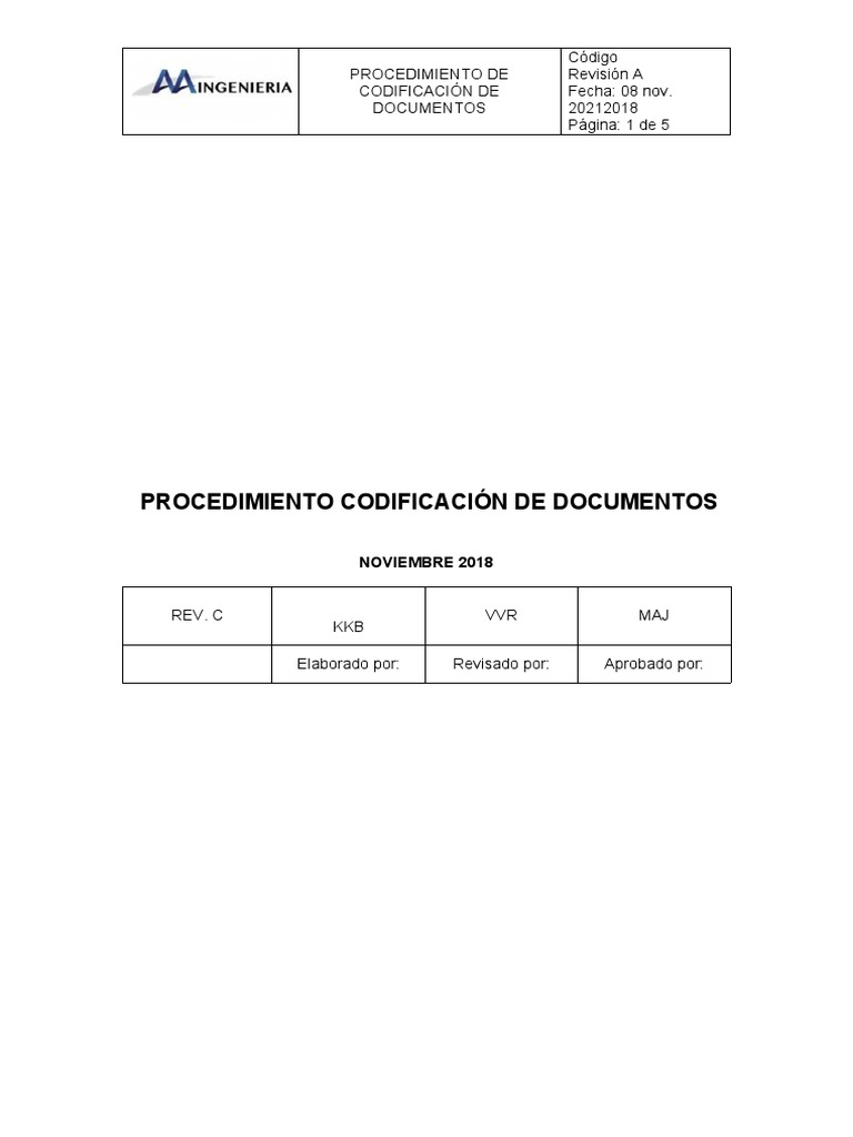Procedimiento de Codificación Documental | PDF | Ciencias de la Tierra | Ingeniería