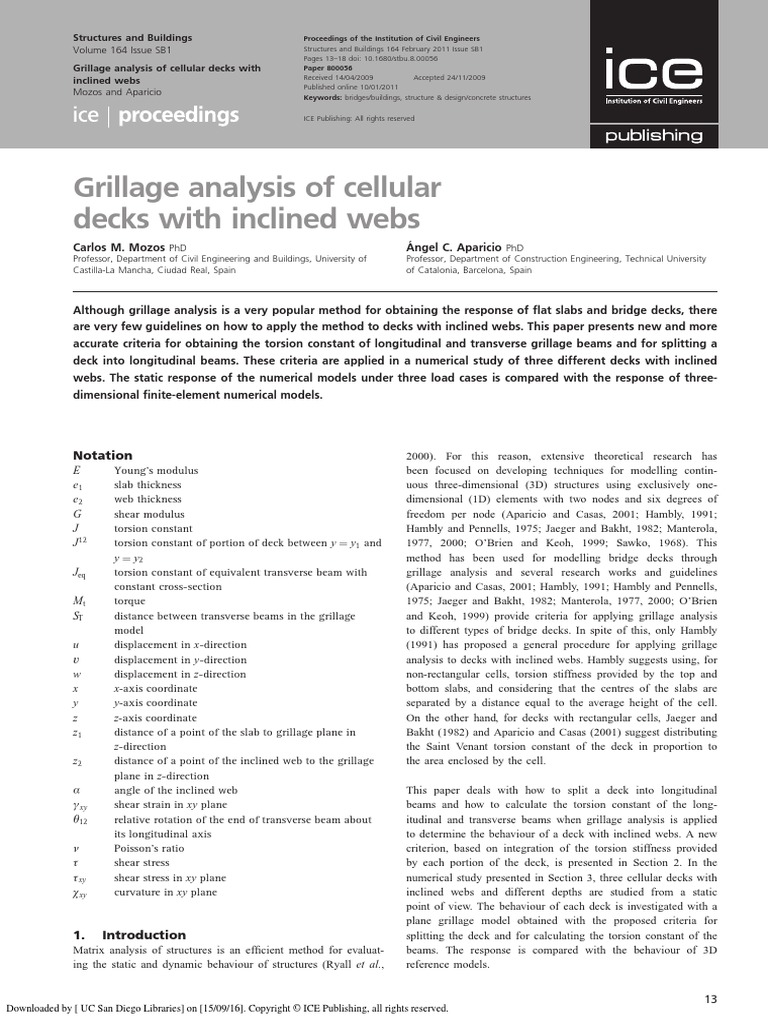 Grillage Analysis of Cellular Decks With Inclined Webs | PDF | Bending ...