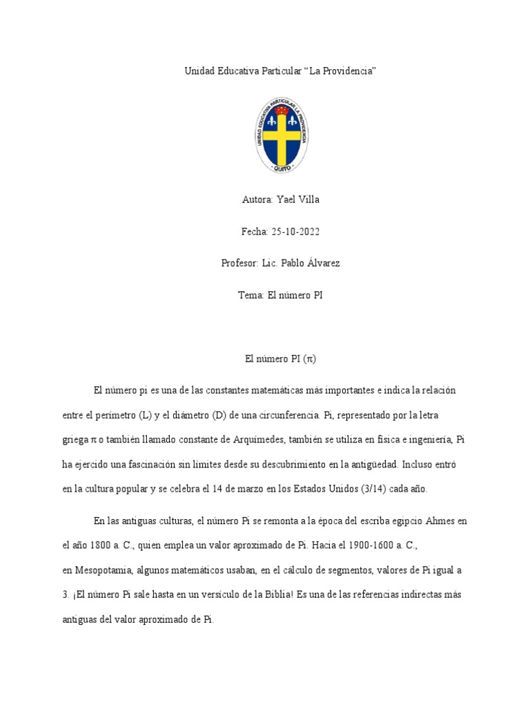 El Número PI | PDF | Pi | Matemática Elemental