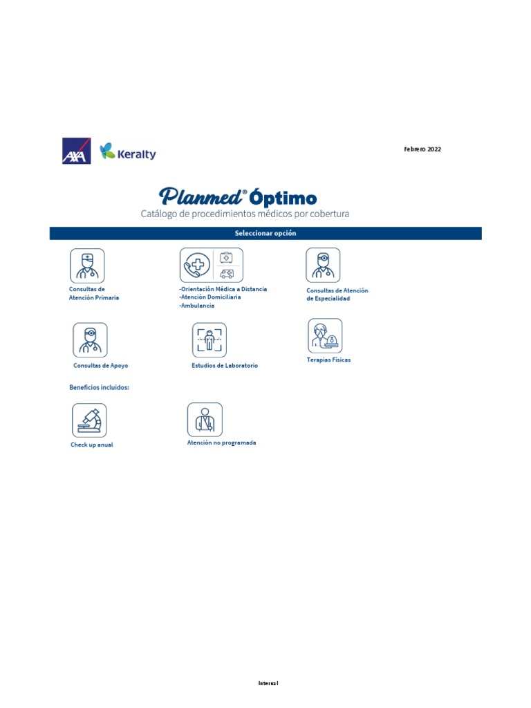 Catalogo Procedimientos Planmed Optimo Individual | PDF | Mano | Anticuerpo