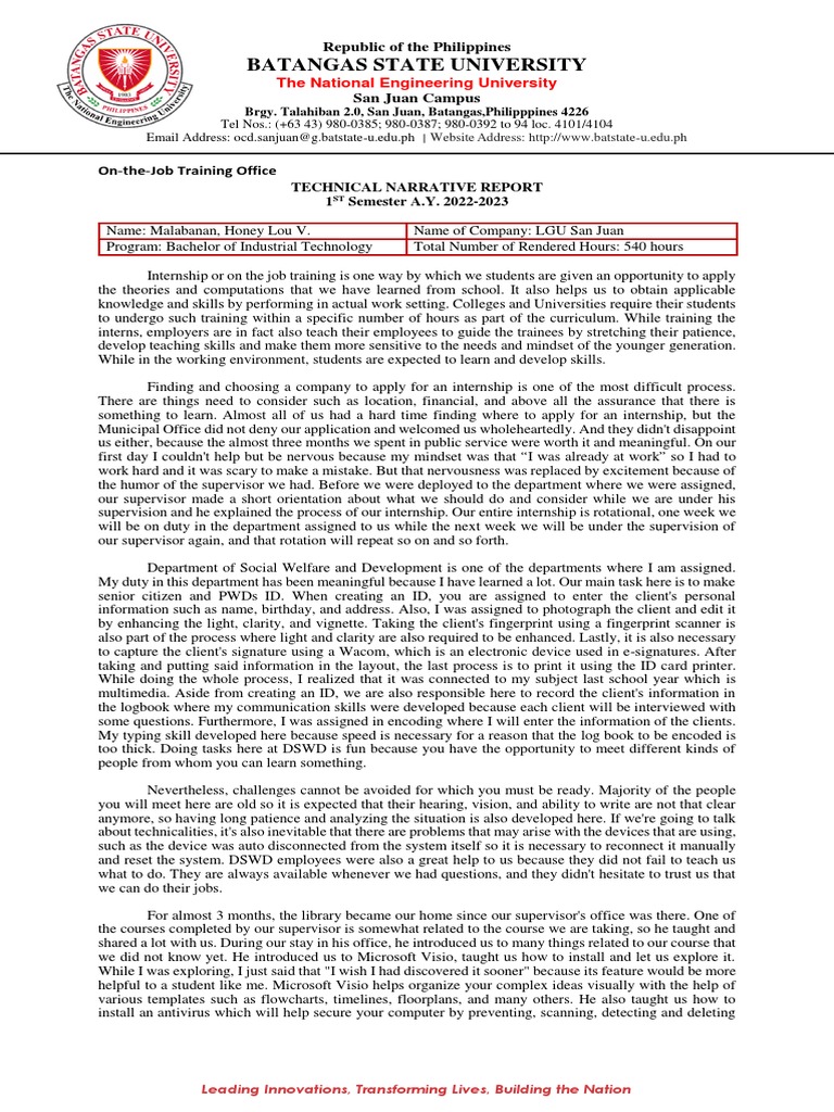 Malabanan Honey Lou - Narrative | PDF