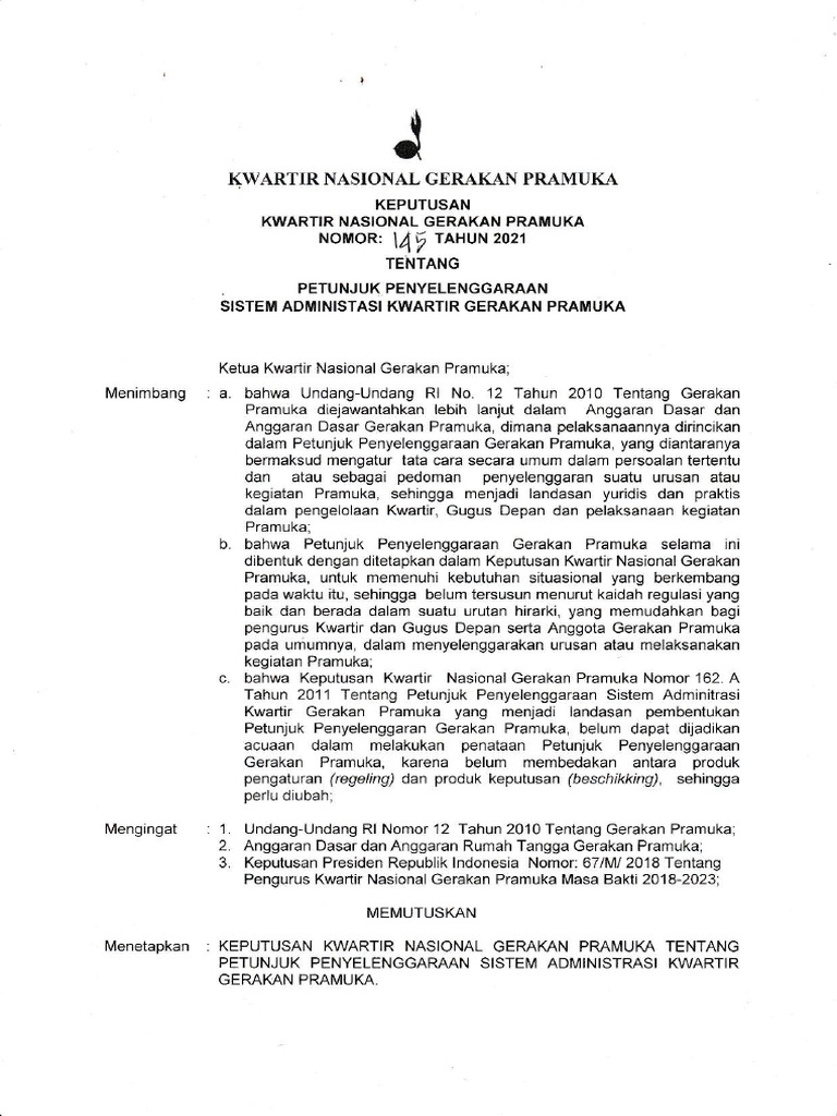 SK Kwarnas 145 Tahun 2021 Jukran Sismintir | PDF