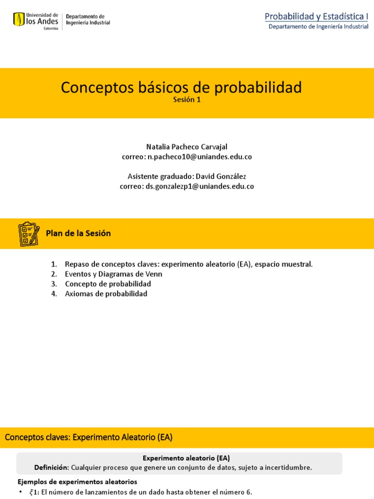 Sesion1 - Conceptos Básicos de Probabilidad 202220 | PDF | Conjunto (Matemáticas) | Probabilidad