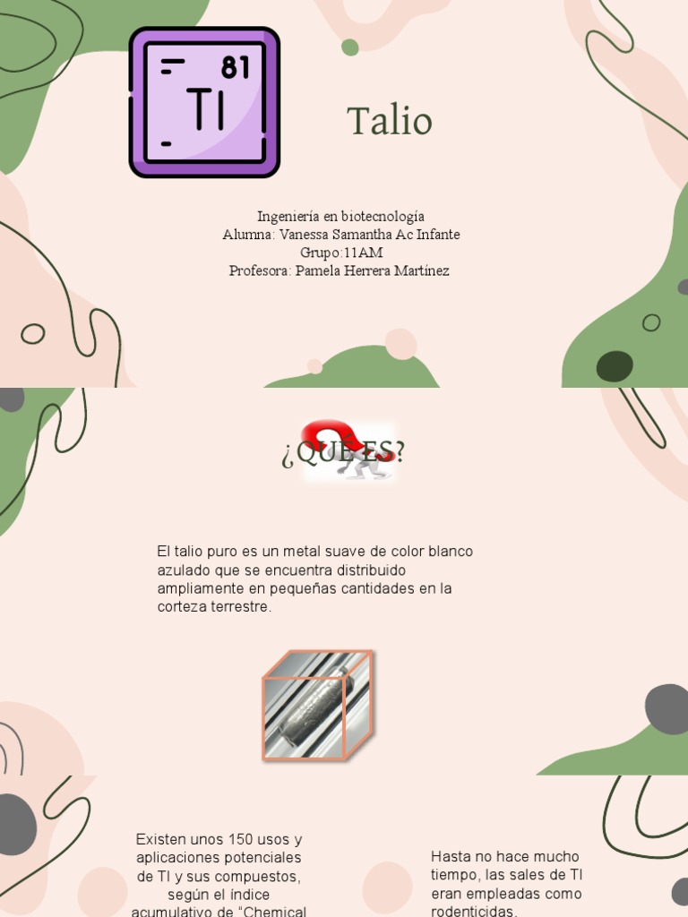 Elemento Talio | PDF | Ciencia y matemáticas