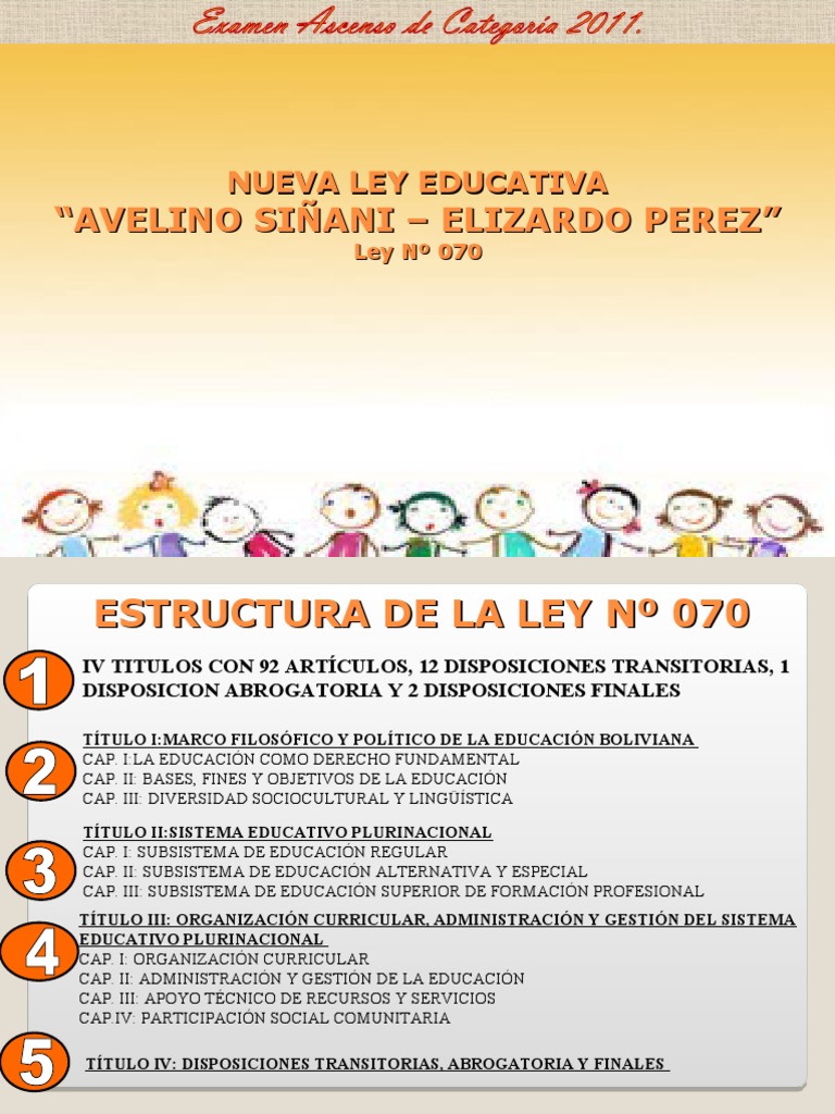 Ley 070 Avelino Siñani - Elizardo Pérez | PDF | Ciencias sociales