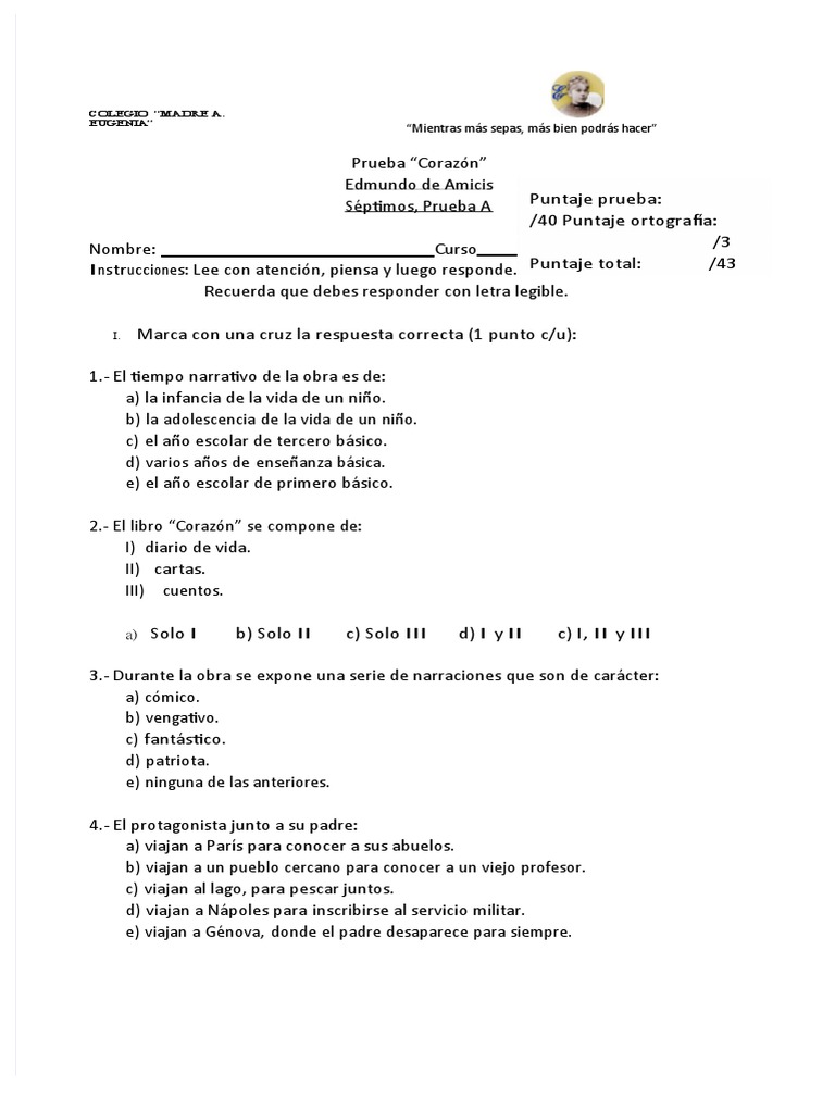 PDF Prueba Corazon Prueba A | PDF