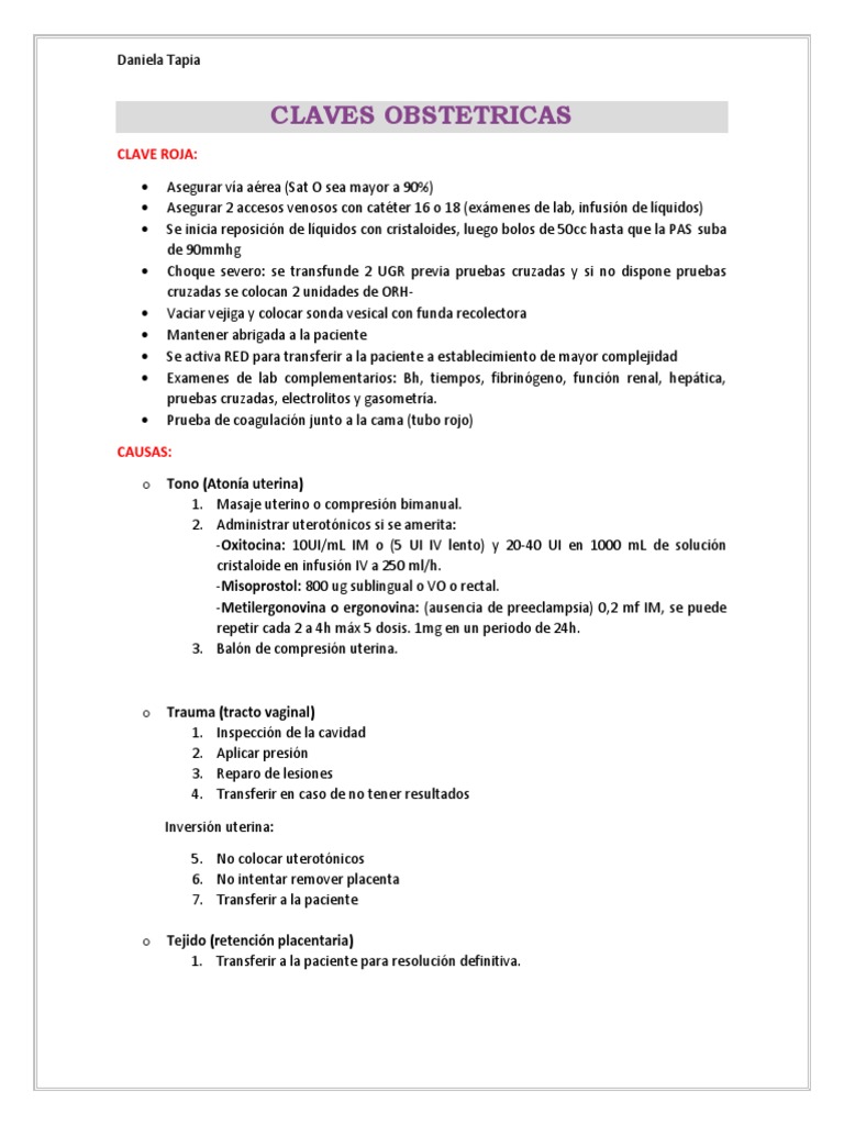 Claves Obstetricas | PDF | Septicemia | Medicina CLINICA