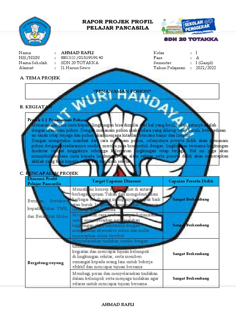 Rapor P5 KLS 1 Sem 2 2023 | PDF