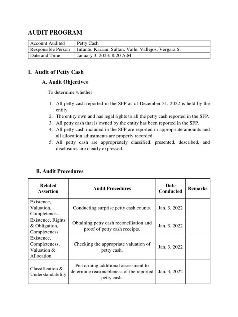 Group1-Audit of Petty Cash | PDF