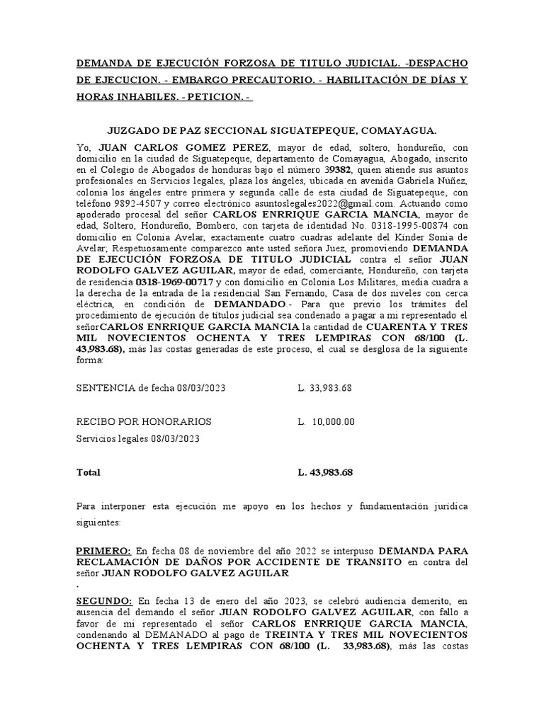 Demanda de Ejecución Forzosa de Titulo Judicial | PDF | Demanda ... Demanda de Ejecución Forzosa de Titulo Judicial | PDF | Demanda ...