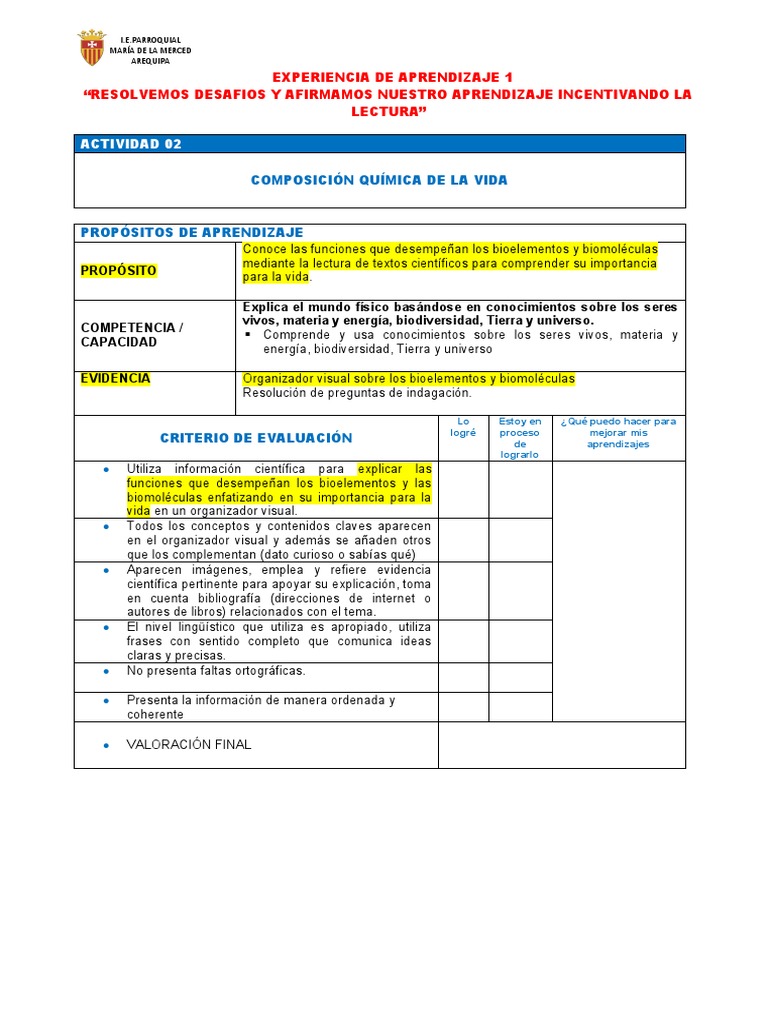 EdA 1 - ACTIVIDAD 2 - Composición Química de Los Seres Vivos | PDF | Carbón | Biomoléculas