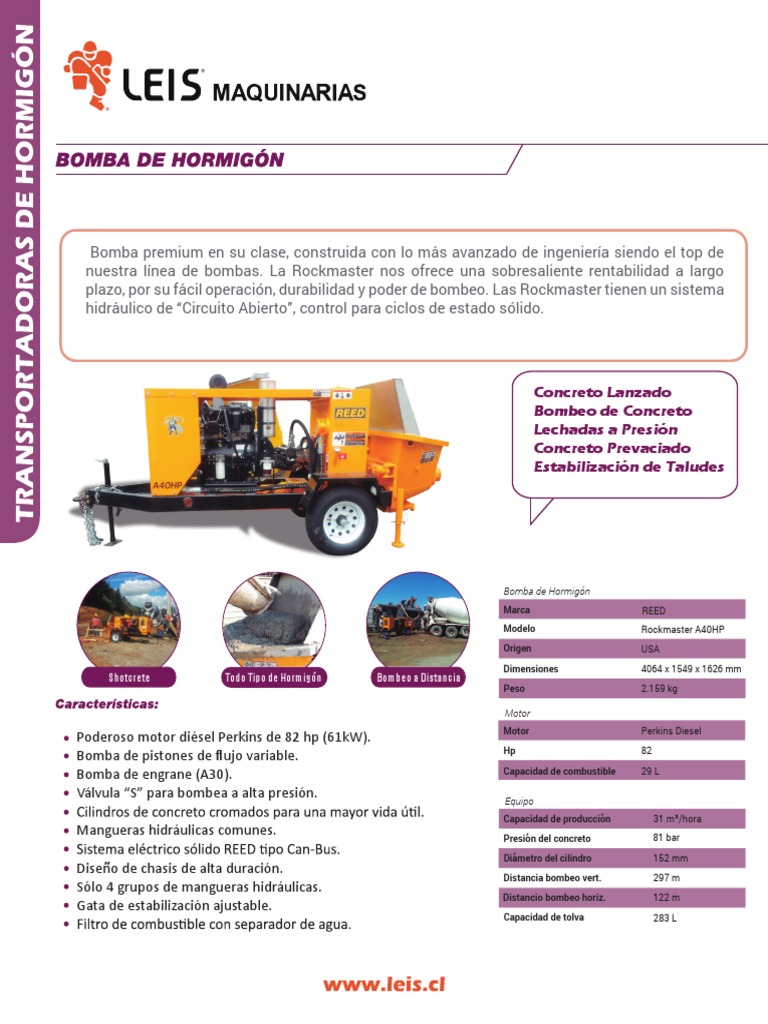 Ficha Técnica BOMBA DE HORMIGON A40HP | PDF