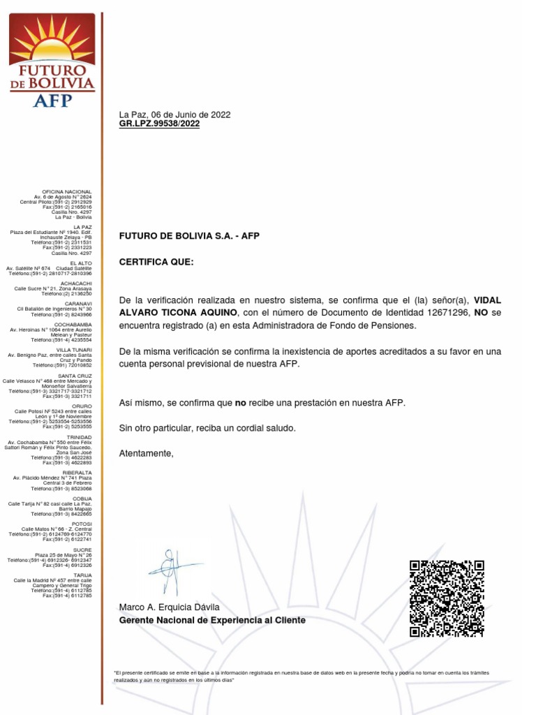 Certificado de Afp Futuro | PDF