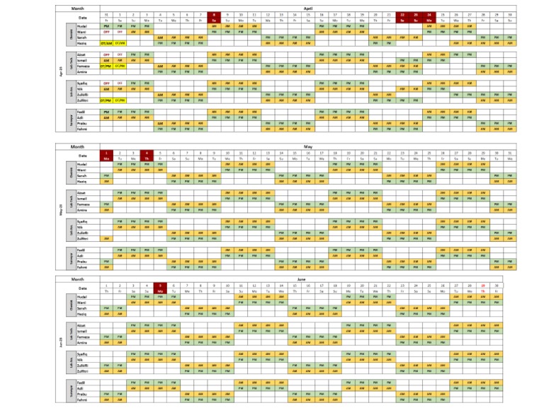 Duty Roster Q2 2023 | PDF