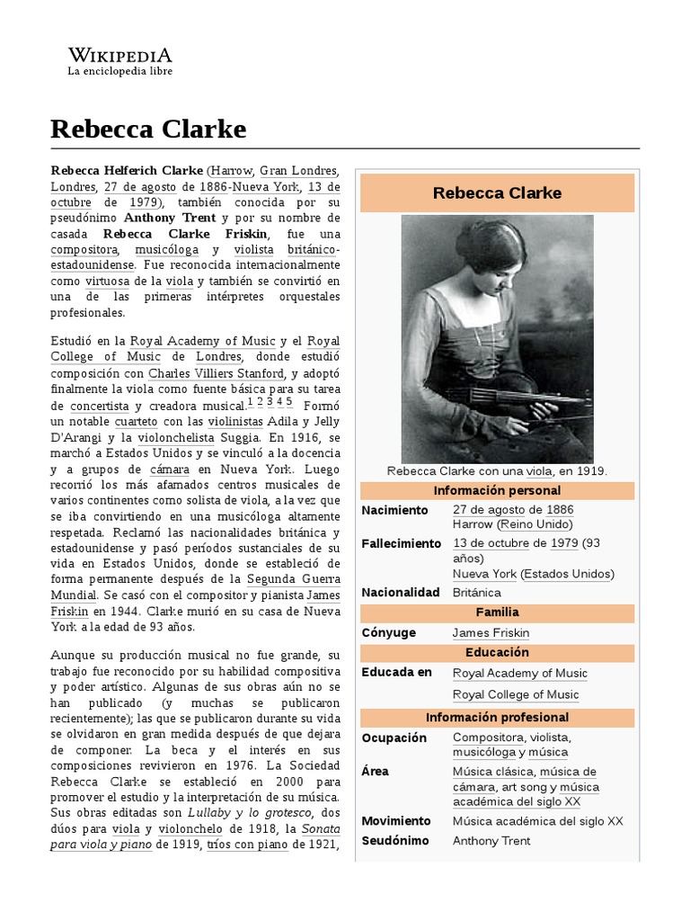 Rebecca Clarke | PDF | Música clásica | Las artes escénicas