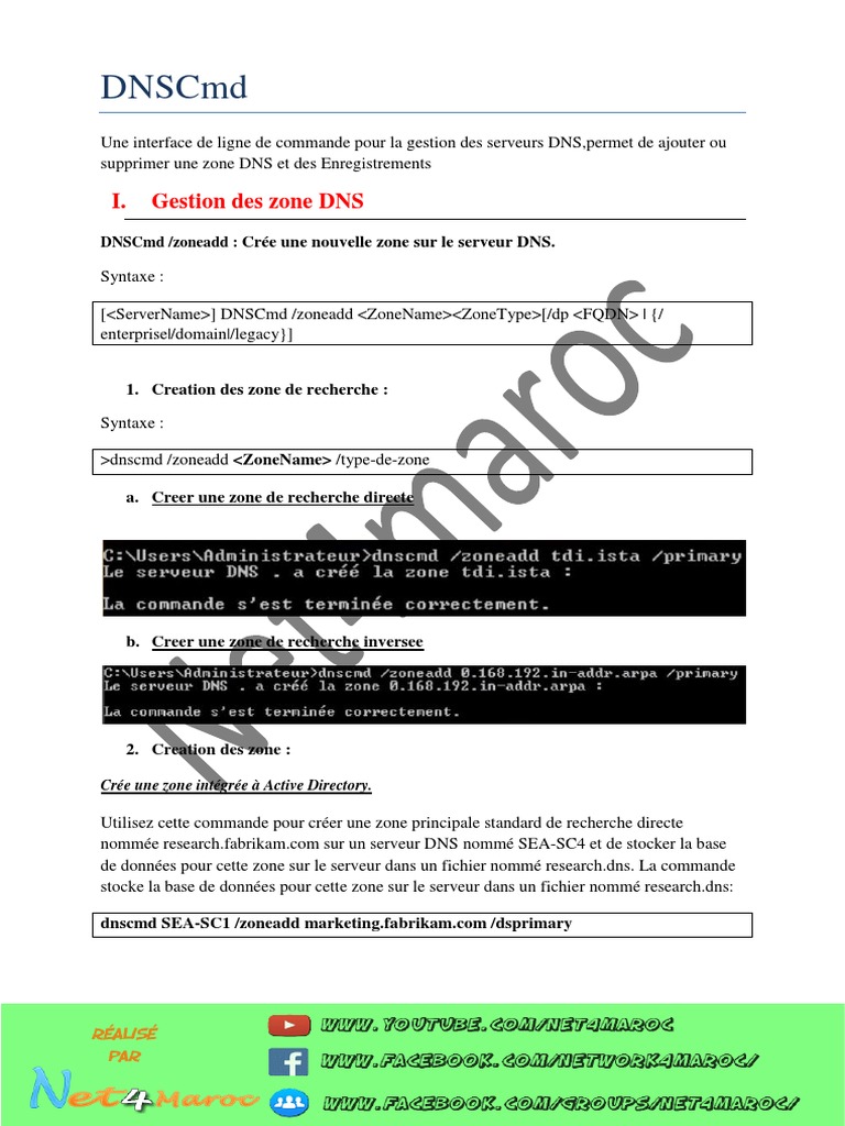 Gestion des zones DNS avec DNSCmd | PDF | Système de noms de domaines ...