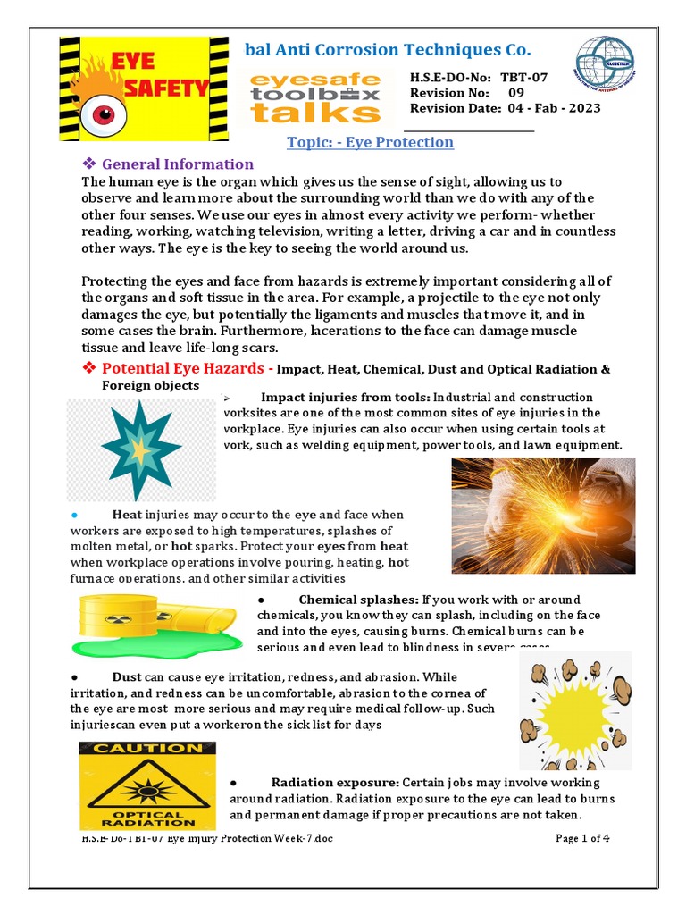 10-TBT-07 Eye Injury Protection Week-7 | PDF | Glasses