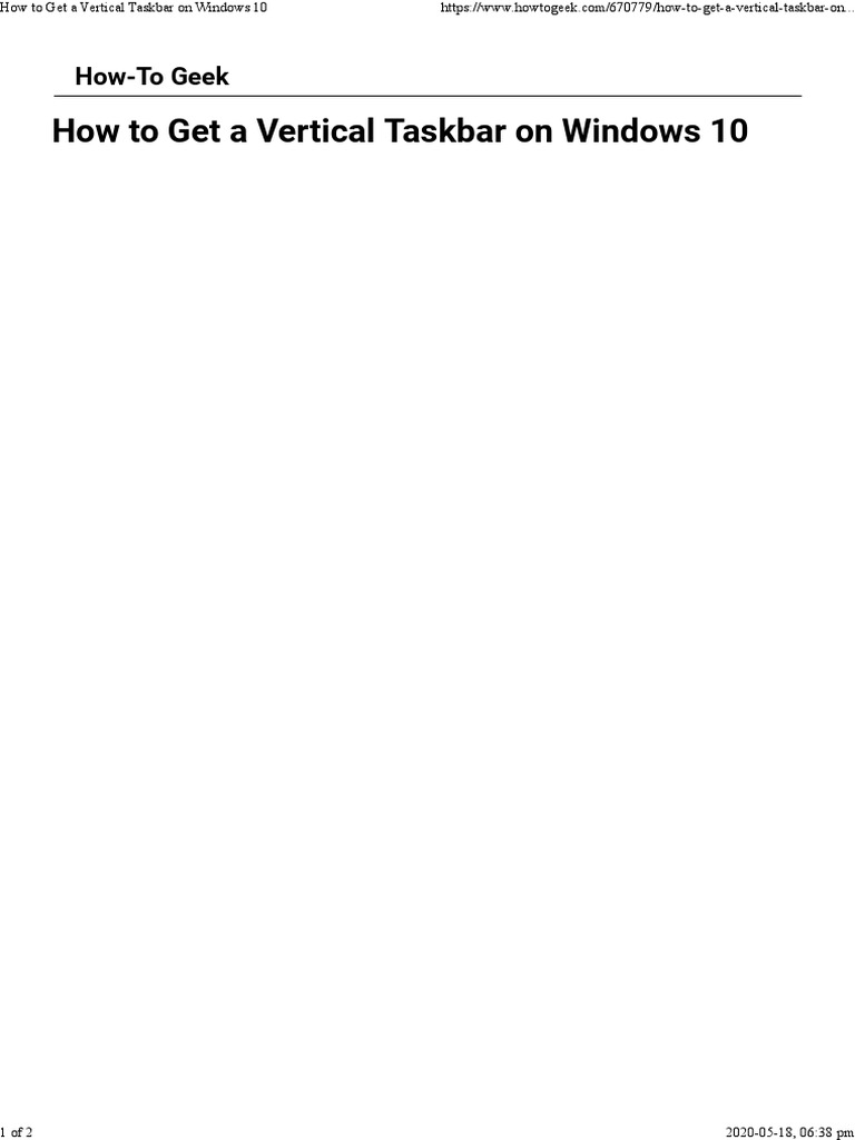 How to Get a Vertical Taskbar on Windows 10 | PDF