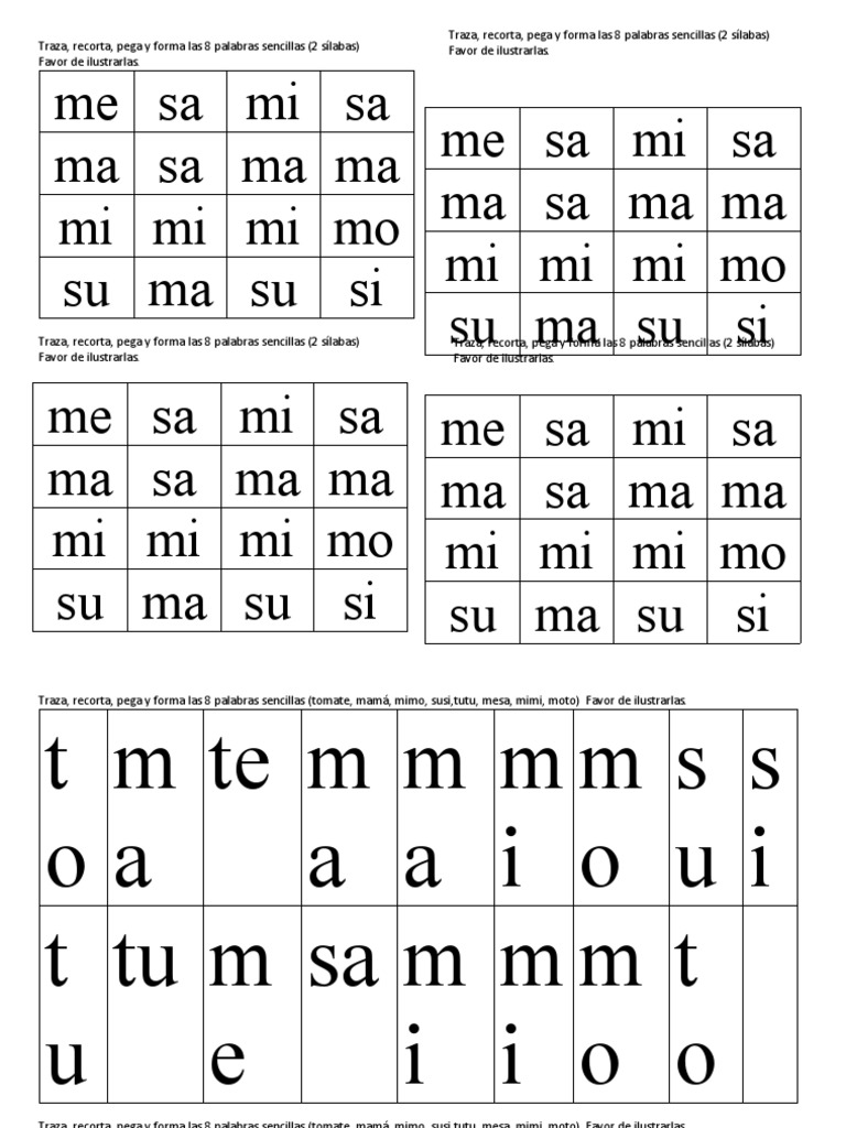 Formar Palabras Sencillas Con Sílabas | PDF