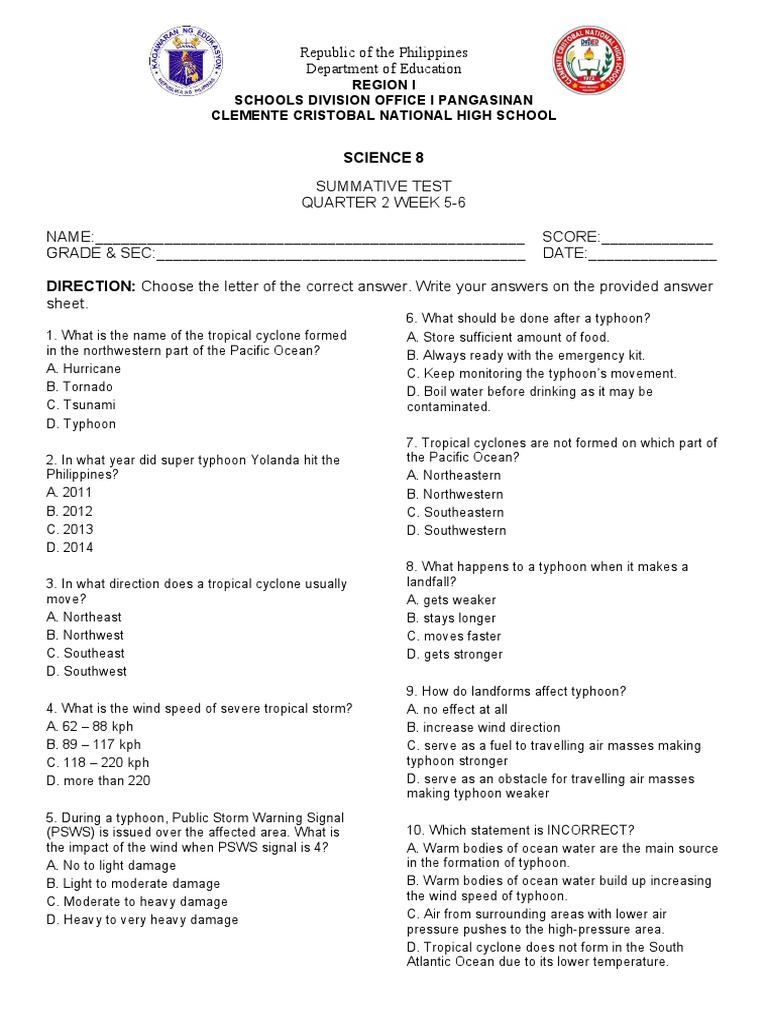 ST-Science Q2 (W5-6) | PDF | Tropical Cyclones | Eye (Cyclone)