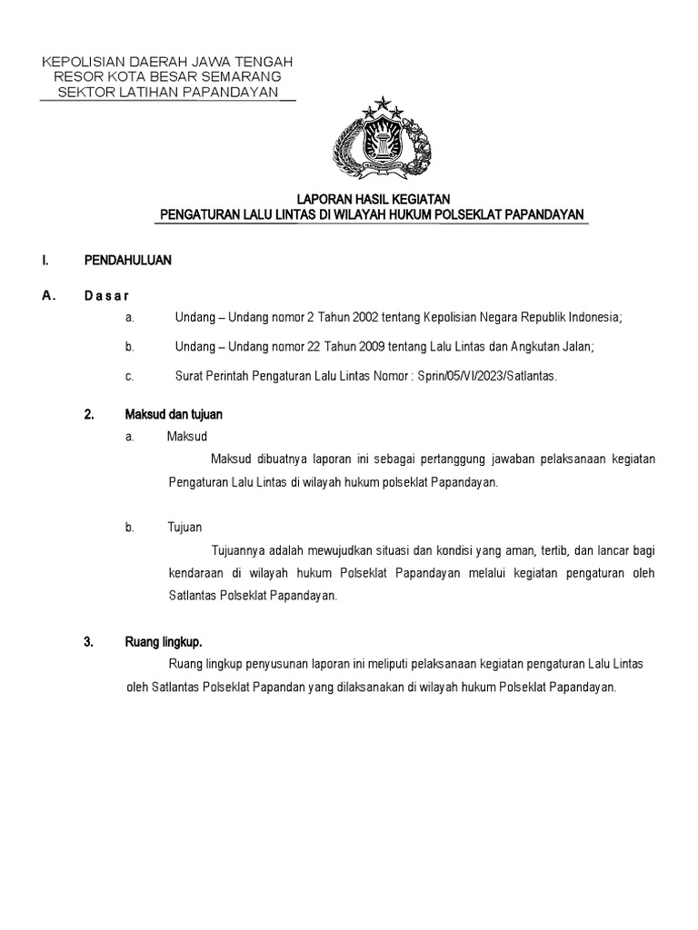 Laporan Pengaturan Lalu Lintas Papandayan | PDF