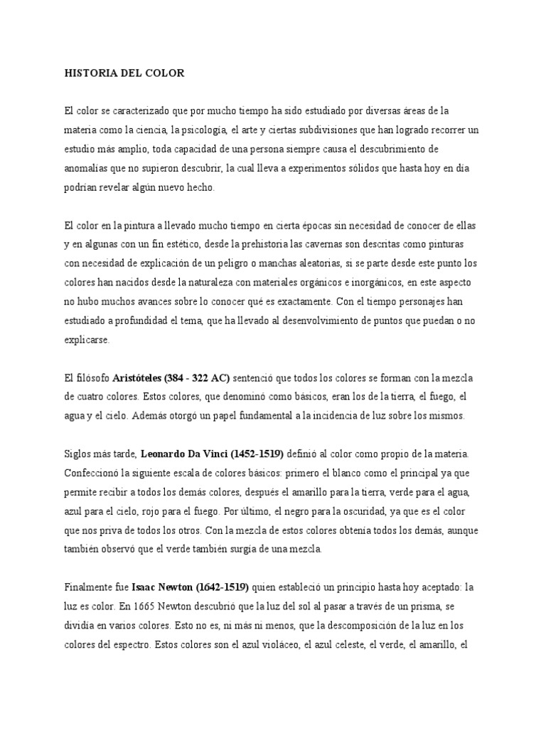 Historia de Color | PDF | Color | Ligero