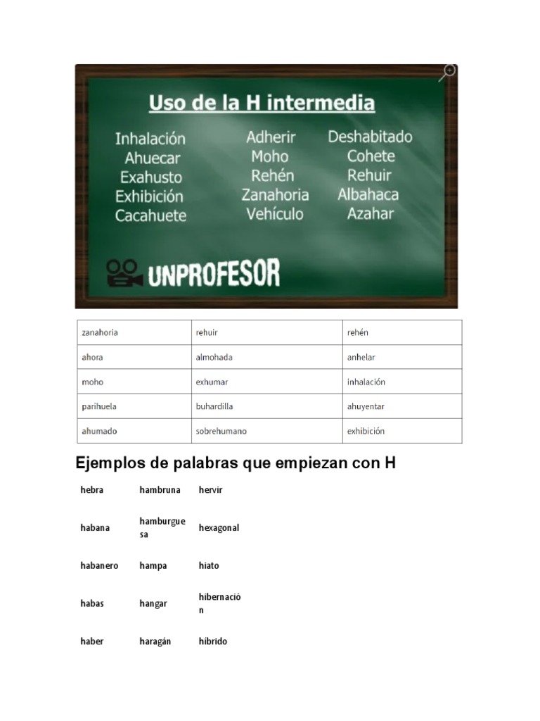 Palabras con H para niños | PDF