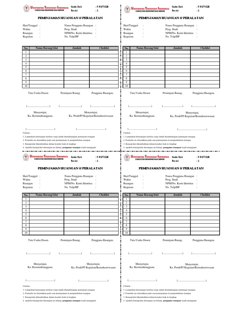 Form Pinjam Ruangan FEB | PDF
