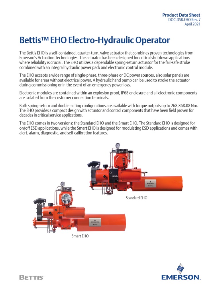 Data Sheets Eho Electro Hydraulic Operator Metric Bettis Us en 7425160 ...