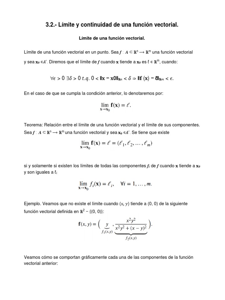3.2 Limite y Continuidad de Una Funcion Vectorial | PDF