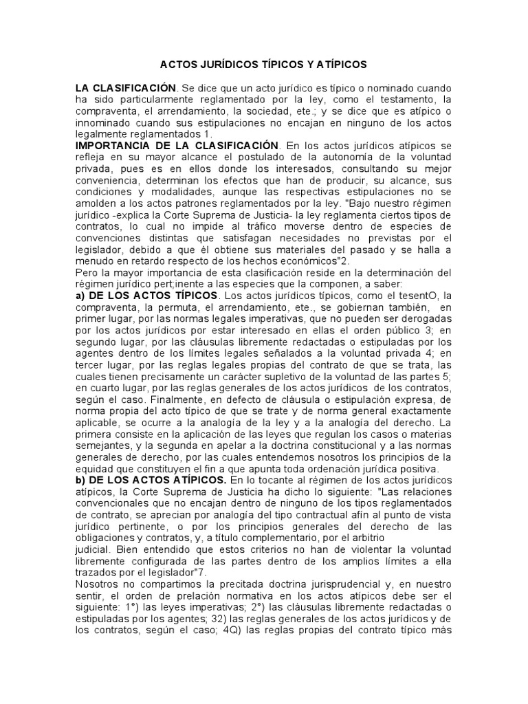 Actos Jurídicos Típicos y A Típicos | PDF | Ley común | Justicia