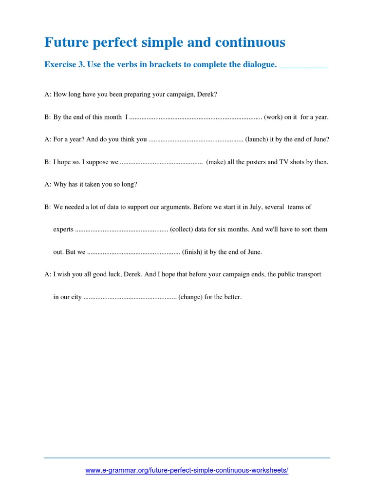 Future Perfect Simple & Continuous Exercises | PDF