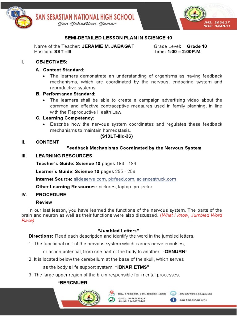 Lesson Plan 2022 | Download Free PDF | Homeostasis | Stimulus (Physiology)