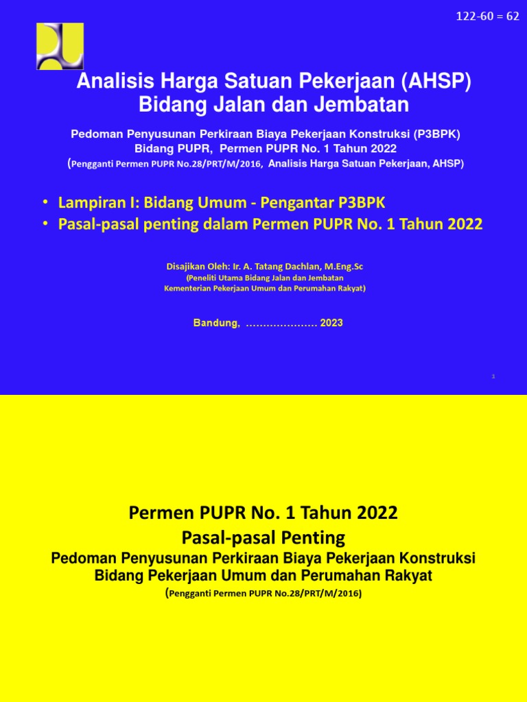 File 1a. Lamp I - Bidang Umum Pengantar P3BPK - AHSP-20!3!2023-PotKIAT | PDF