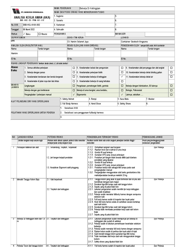 Prosedur Aman Bekerja di Ketinggian | PDF