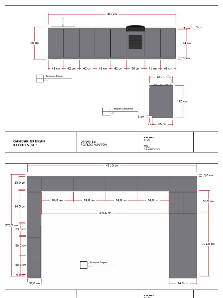 Ukuran Kitchen Set 1:20 Scale | PDF